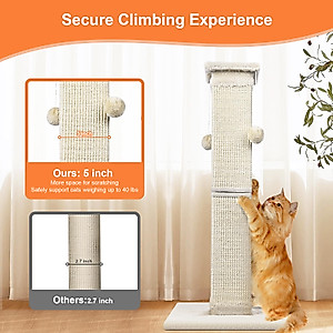 SOCATER Cat Scratching Post 33 Inch Nature Sisal Cat Scratch Post for Indoor Cats, Large Cat Scratcher Protect Your Furniture, for All Breeds