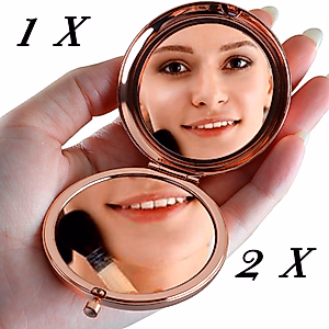 70th Birthday Ideas Rose Gold Compact Cute for Purse Travel Folding Hand Mirror for Grandma Wife Teacher Best Friend BFF 70 Birthday Gifts Women