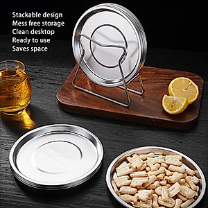 Small Dinner Plates, 8Pcs 304 Stainless Steel Round Spit Bone Dish Plate Set for Snacks, Side Dishes, Multifunctional Use