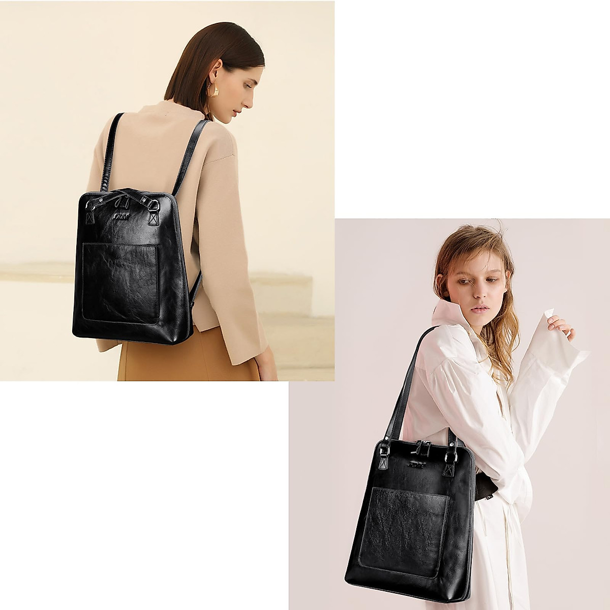 S-ZONE Women Leather Backpack Purse Casual Convertible Shoulder Bags Fashion Rucksack Daypack