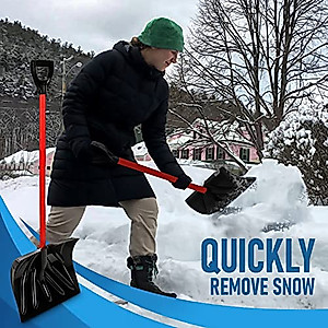True Temper 36 Inch Snow Shovel - D Grip with Long Handle-Heavy Duty Snow Shovel-Ergonomic Snow Shovel - Snow Shovel for Driveway-Snow Pusher-Available with Premium Quality Centaurus AZ Gloves
