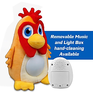 TOYMAKER La Granja de Zenon Bartolito Light Up Stuffed Animal Plush Baby Soother Chicken Spanish Toys 6 to 12 Months Crib Soother with Music and Lights for Birthday