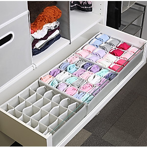 3 Pack - Simple Houseware Socks Underwear Drawer Organizer (24+24+16 cells), Grey
