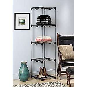 Whitmor 5 Tier Shelf Tower - Closet Storage Organizer,Silver