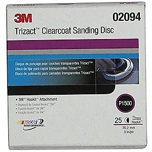 3M Trizact Hookit Clear Coat Sanding Abrasive Disc 471LA, 02094, 3 in, P1500, 25 discs per carton