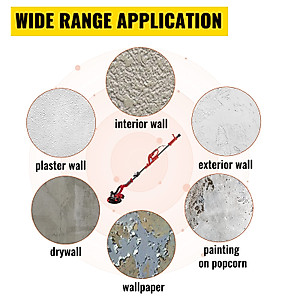 VEVOR Drywall Sander 850W, Variable Speed Dual-Head Sander 800-1750RPM, Electric Drywall Sander Foldable Sheetrock Sander with Telescope Handle, Ceiling Sander with 12 Sand Pads, Durable Wall Sander