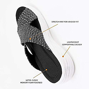 Women's Slip on Slides Sandal Sumemr Comfy Gradation Stretch Cross Orthotic Slide Sandals for Women Indoor & Outdoor(Black, 7)