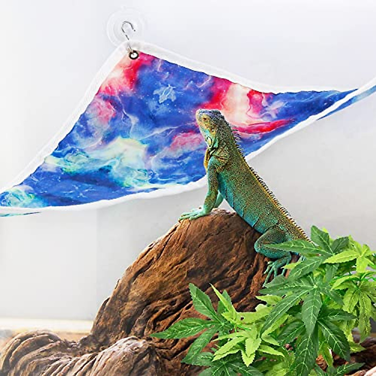 Reptile Hammock Swing Hanging Bed, Lizards Hammocks, Bearded Dragon Lounger, Terrarium with Suction Cups Habitat Decor Hammock for Climbing Chameleon Hermit Crab Lizards Birds Gecko