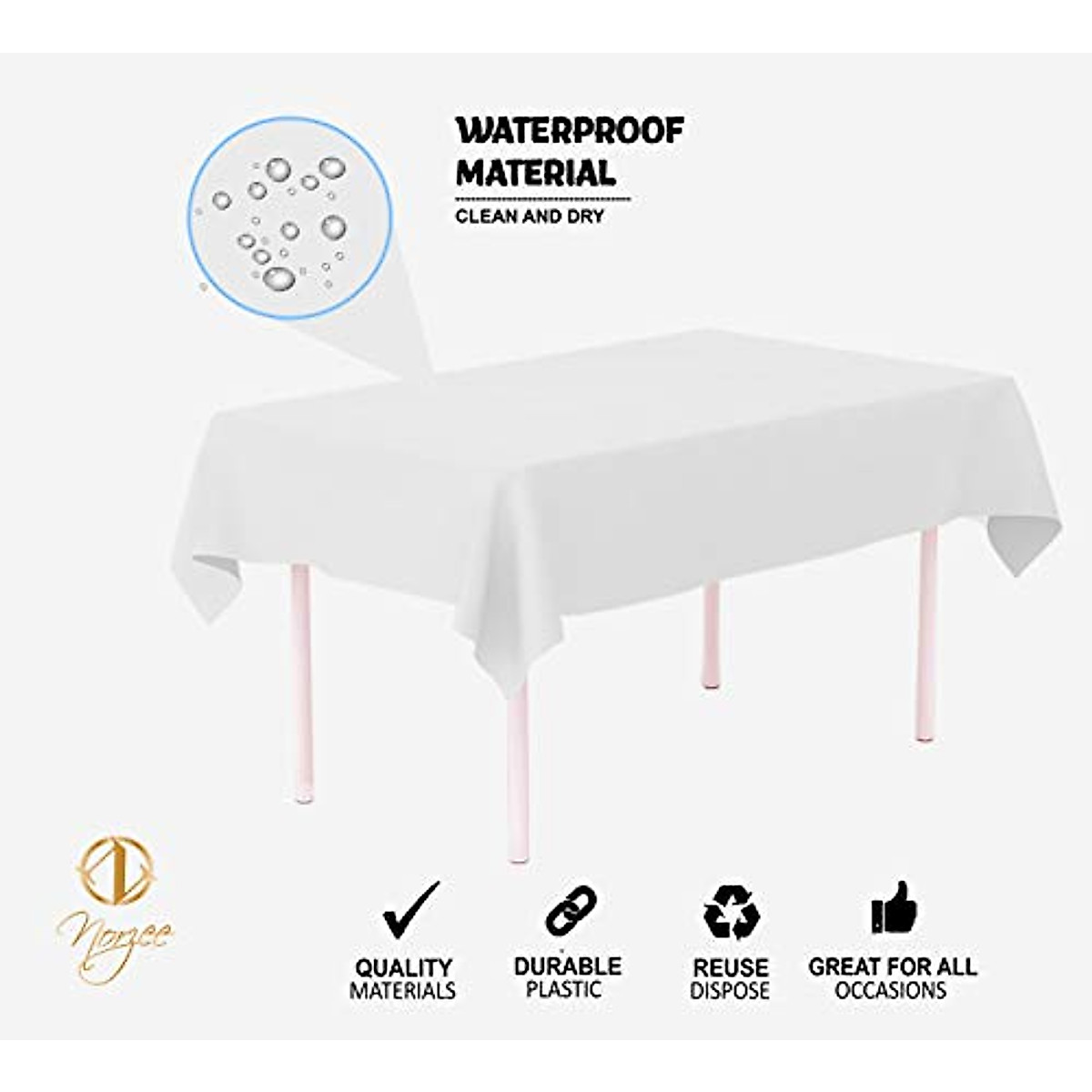 16-Pack White Disposable Plastic Tablecloths, 54" x 108" Plastic Table Cloth, Rectangle Table Cover (White , 16 Pack Rectangle 54" X 108")