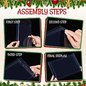 Suzile 50 Set Clear Greeting Card Box 5.39 x 7.36 x 1 Inch Christmas Card Box Plastic Photo Storage Box Case Transparent Gift Favor Box with Xmas Hanging Labels Twine Decorative Tree Branch