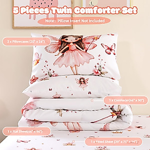 weigelia Twin Comforter Set 5 Pieces Bed in a Bag Fairy Castle Kids Comforter Set Lightweight Soft Twin Bedding Sets for Girls Boys