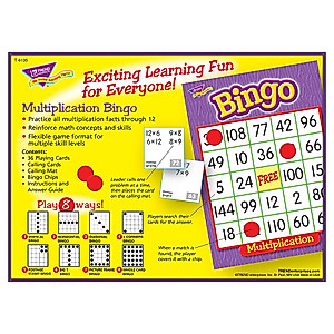 Trend Enterprises: Multiplication Bingo Game, Exciting Way for Everyone to Learn, Play 8 Different Ways, Great for Classrooms and Home, 2 to 36 Players, for Ages 8 and Up
