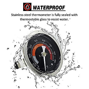 WEMEIKIT Upgraded Thermometer Replacement for Big Green Egg Grills, HD 3.3” Large Dial & Waterproof Temperature Gauge for BGE Accessories, Dome Lid Thermostat Made of Stainless Steel for Long Time Use