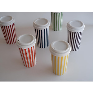 GIROFLIER Millie Ceramic Travel Mug, 12 oz, Blue, Reusable Coffee Cup with Lid, Microwave and Dishwasher Safe