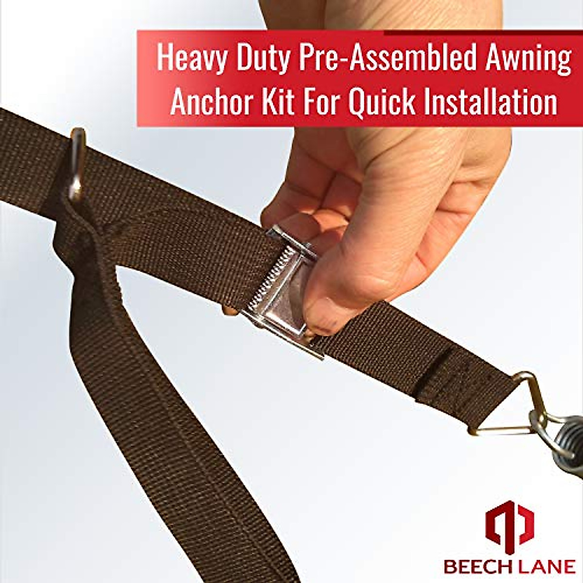 Beech Lane Heavy Duty Pre-Assembled RV Awning Anchor Kit, Sturdy Cam Buckles with Thick Straps, Durable Canvas Storage Bag, Steel Connection Points