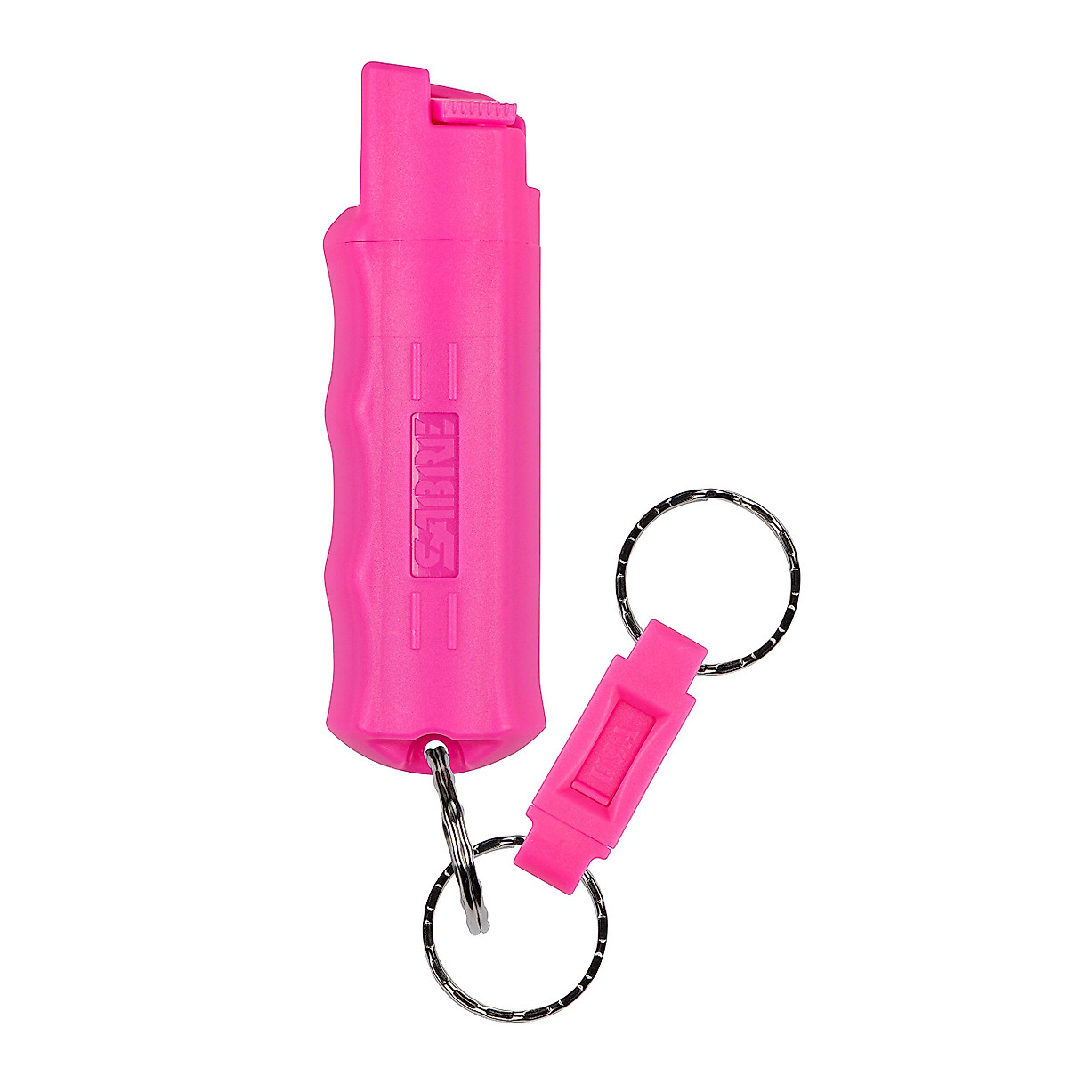 SABRE Pepper Spray, Supports National Breast Cancer Foundation, Maximum Police Strength OC Spray, Quick Release Keychain for Easy Carry and Fast Access, Finger Grip for More Accurate Aim, 25 Bursts