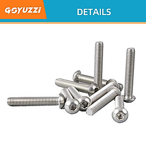 M8 x 80mm Button Head Socket Cap Screws Bolts, Stainless Steel 304, Bright Finish, Fully Threaded, Metric Allen Hex Drive, 10PCS