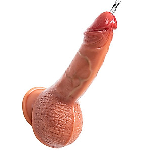 Realistic Dildo 7.8'' Squirting Dildo Like Real Skin,Soft Silicone Anal Dildo with Strong Suction Cup for Beginners Adult Sex Toys for Women Without Pump for One-Handed Use (Light Color)