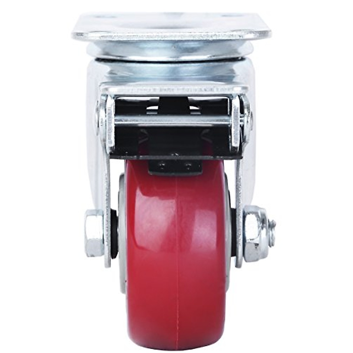 Finnhomy 4 Inch Caster Wheels Set of 4 with Brake Heavy Duty Plate Swivel Casters Premium Polyurethane Wheels PU Load Bearing 2,000 Lbs Lockable Anti-wear Smooth Casters Red (Free Screws)