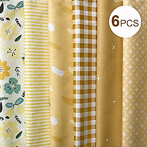 Gnognauq 6pcs 18 x 22 inches (46cmx56cm) Fat Quarters Quilting Fabric Bundles Quilting Fabric for Scrapbooking Cloth Sewing DIY Crafts Handmade (Yellow Series)