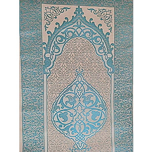 BAYKUL Muslim Prayer Rug-Islamic Turkish Velvet Rugs-Great Ramadan Gifts-Janamaz Prayer Mat for Women Men-Portable Carpet Muslims Mats-Praying Rugs Islam-Sajadah-Gift Praying Beads 99 (Blue)