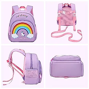 MUSEVOS Rainbow Toddler Backpack for Kids 1-3 Years Old, Mini Toddler Backpack Boys 2-3 Year Old Girls, Small Neoprene Preschool Backpack for Kids with Anti-lost Safety Leash for Daycare Outdoor