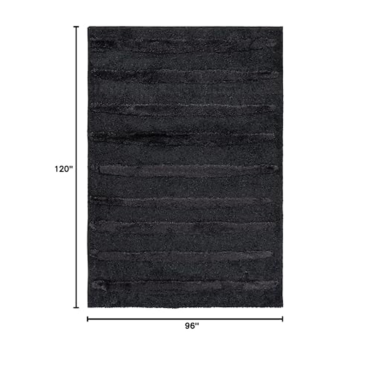 SAFAVIEH Hi-Lo Shag Collection Area Rug - 8' x 10', Charcoal, Modern Stripe Textured Design, Non-Shedding & Easy Care, 1.6-inch Thick Ideal for High Traffic Areas in Living Room, Bedroom (HLS202H)