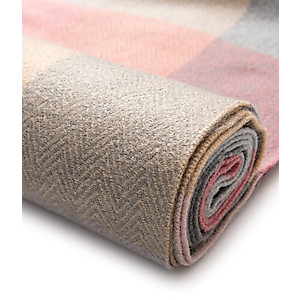 Villand Women's Wool Scarf - Cashmere Feel Winter Warm Checked Scarves for Women, Large Soft Thick Shawls and Wraps with Gift Box (Lilac Check)