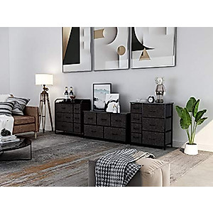 HOMOKUS 5 Drawer Fabric Storage Dressers for Bedroom, Closet Organizers and Storage, Storage Bins with Drawers for Bedroom, Closets & Nursery - Sturdy Steel Frame, Fabric Bins, Wooden Top - Dark Grey