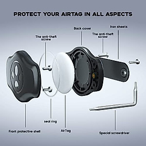 Dovick-Waterproof Airtag Dog Collar Holder Mount, Screw Case Fits All Width Air Tag Cat Pet Collar Leash Belt Black 1 Pack