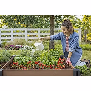 Keter Vista Modular Raised Garden Bed Durable Outdoor Planter for Vegetables Flowers, Herbs, and Succulents, Brown