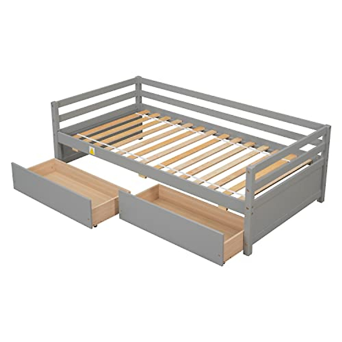 HYC Twin Daybed Frame with 2 Storage Drawers on Casters,Space Saving Furniture Wooden Day Bed Sofa Bed with Slats for Strong Support for Living Room Bedroom Gray,79.5" L x 41.8" W x 26.0" H