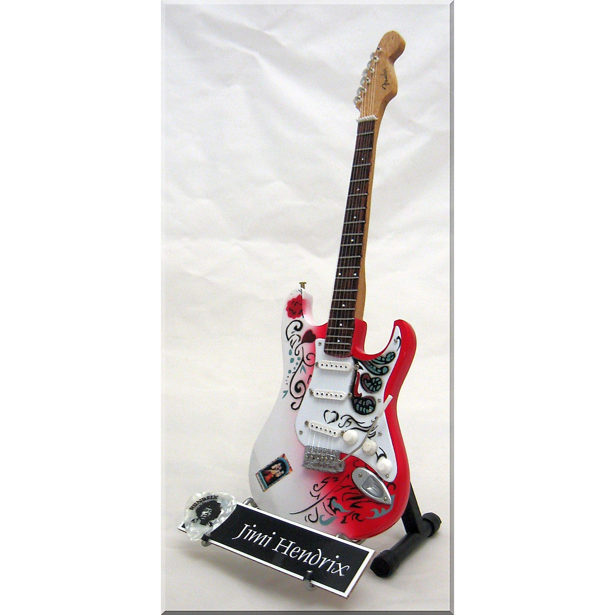 Jimi hendrix Miniature Guitar Monterey Pop w/Guitar Pick