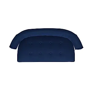 Jennifer Taylor Home Jared Roll Arm Tufted Bench Settee, Midnight Blue Polyester