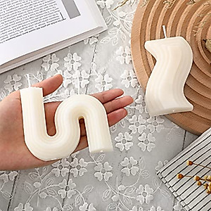 2 Pcs Twist Candles Aesthetic Cool Candle Trendy Candles Minimalist Geometric Shaped Candles S Shaped Decoration Art Candle Soy Wax Candle Funky Scented White Candle for Christmas Birthday Wedding