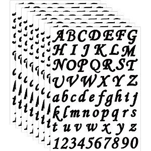Spakon 8 Sheets Vinyl Letter Stickers Self Adhesive Alphabet Stickers Mailbox Letters Numbers Decals for Crafts Sign Notebook Classroom Decor(1 Inch,Black)