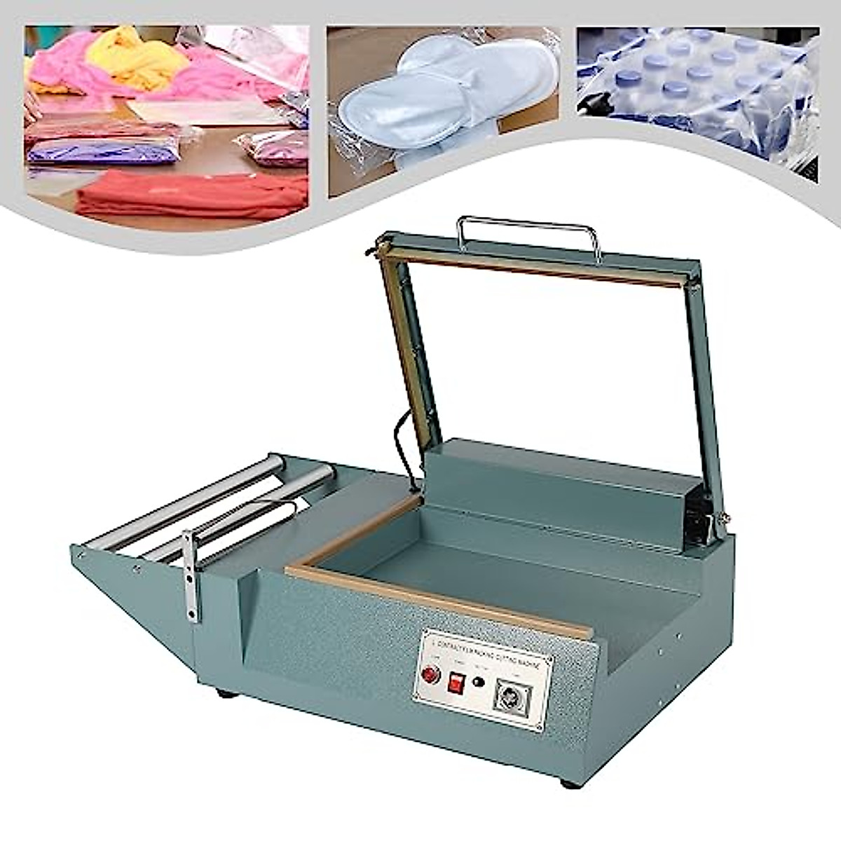 Purptarol L-type Wrap Sealing Machine,110V L-Bar Sealer Cutter Packing Machine with Heat Collection Film Racks and Handle, for Household/Retail/Agricultural Product/Industrial Sealing