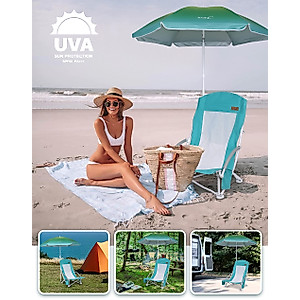 Nice C Beach Chair with Cooler and Umbrella + Low Beach Camping Chair