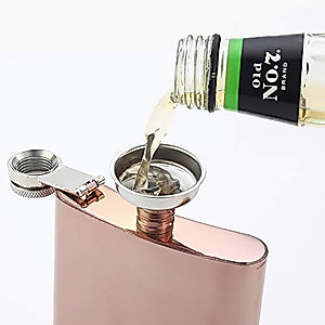 YFS Stainless Steel 8OZ Hip Flask, Rose Gold Flasks for Liquor with Funnel, Promotion Gifts for Men
