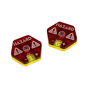 LITKO Gaslands Miniatures Game Dials | Compatible with Gaslands | Refulled | Gear | Ammo | Vote | Hazard | 2 Pack (Translucent Red & Fluorescent Yellow -Hazard)