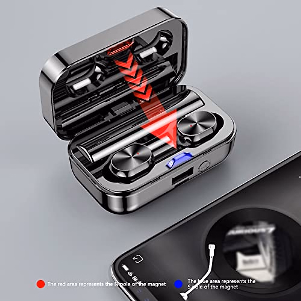 Sports Waterproof Headphones - Digital Power Display Blueto_oth Headset Mini Private Mode Binaural in-Ear Wireless Noise Cancellation Headset