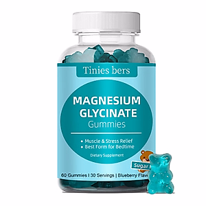 Magnesium Glycinate Gummies 500mg, Sugar Free for Adults & Kids, Best Magnesium Gummies for Sleep, Stress & Muscle Relief & Nerve Health, No Melatonin, Gluten Free, Non GMO, Vegan, Pectin, 60