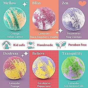 Bubbly Belle Bath Bombs XXL Gift Set, 12 Extra Large Handmade Aromatherapy Fizzies with Essential Oil Blends and Epsom Salt, Vegan for Women, Men, Kids