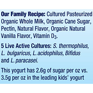 Stonyfield Organic Kids Vanilla Whole Milk Yogurt Pouch, 3.5 oz., Single Serving Snack