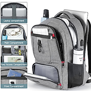 Travel Laptop Backpack for Men and Women, 17 Inch Large School Backpacks for Teens, Sturdy Back Pack with USB Charging Port Fits 17.3 Inch, Outdoor Hiking Water Resistant Anti Theft College Bag