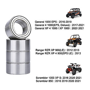 Front and Rear Wheel Hub Bearings Compatible with Polaris RZR 900 1000 4 S XP XC Turbo All Models，Replace # 3514699，3514627，3514822，3514924，3515090.（4 PCS)