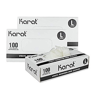 Karat FP-GV1008 Vinyl Powder-Free Gloves (Clear) - Large(Case of 1000)