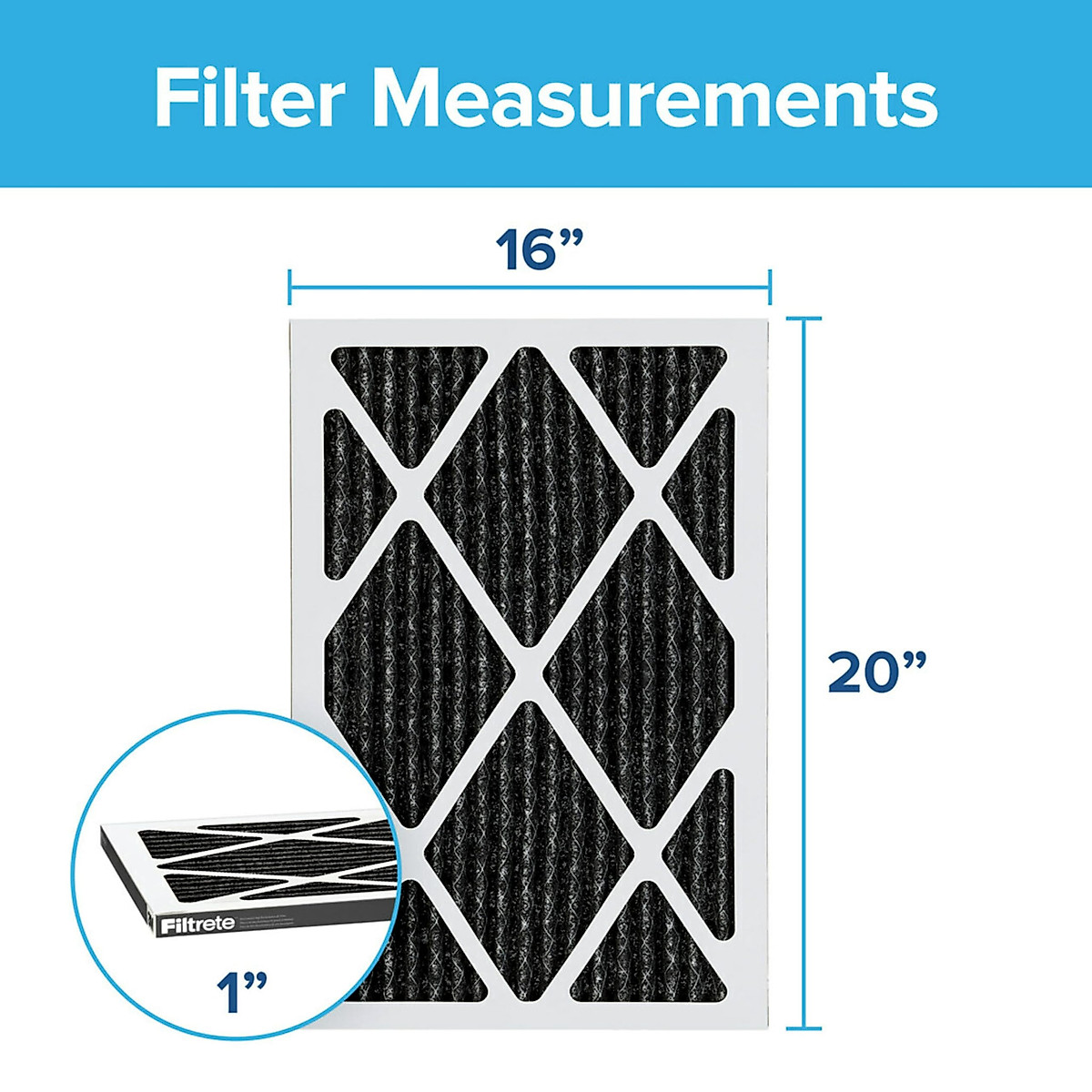 Filtrete 16x20x1 Air Filter MPR 1200 MERV 11, Allergen Defense Odor Reduction, 4-Pack (exact dimensions 15.69x19.69x0.81)