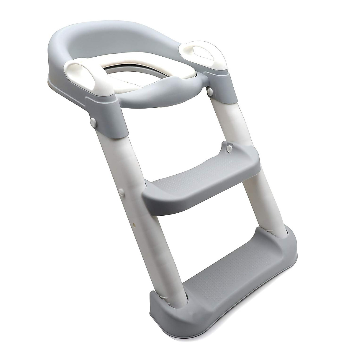 HTTMT- Classic Potty Training Toilet Ladder Seat With Upgraded Cushion Step Stool Ladder Toilet Chair/Toilet Trainer for Baby Toddler Kids Children In Gray [P/N: ET-BABY002-GRAY-C]