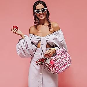 GOGREENWOVEN Straw Bag - Straw Purse for Women - Summer Woven Beach Tote Bag - Handmade Bamboo Handle Handbag